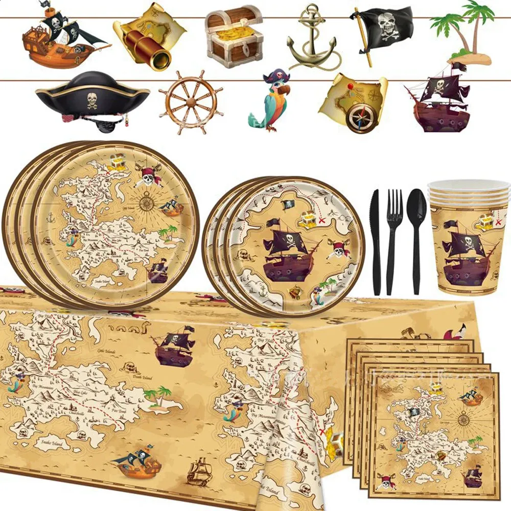 Pirate Theme Party Accessories: Treasure Map Game Set For Celebration ...