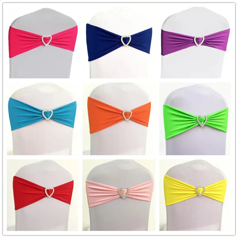 Elegant Heart Buckle Spandex Chair Bands - Perfect for Weddings ...
