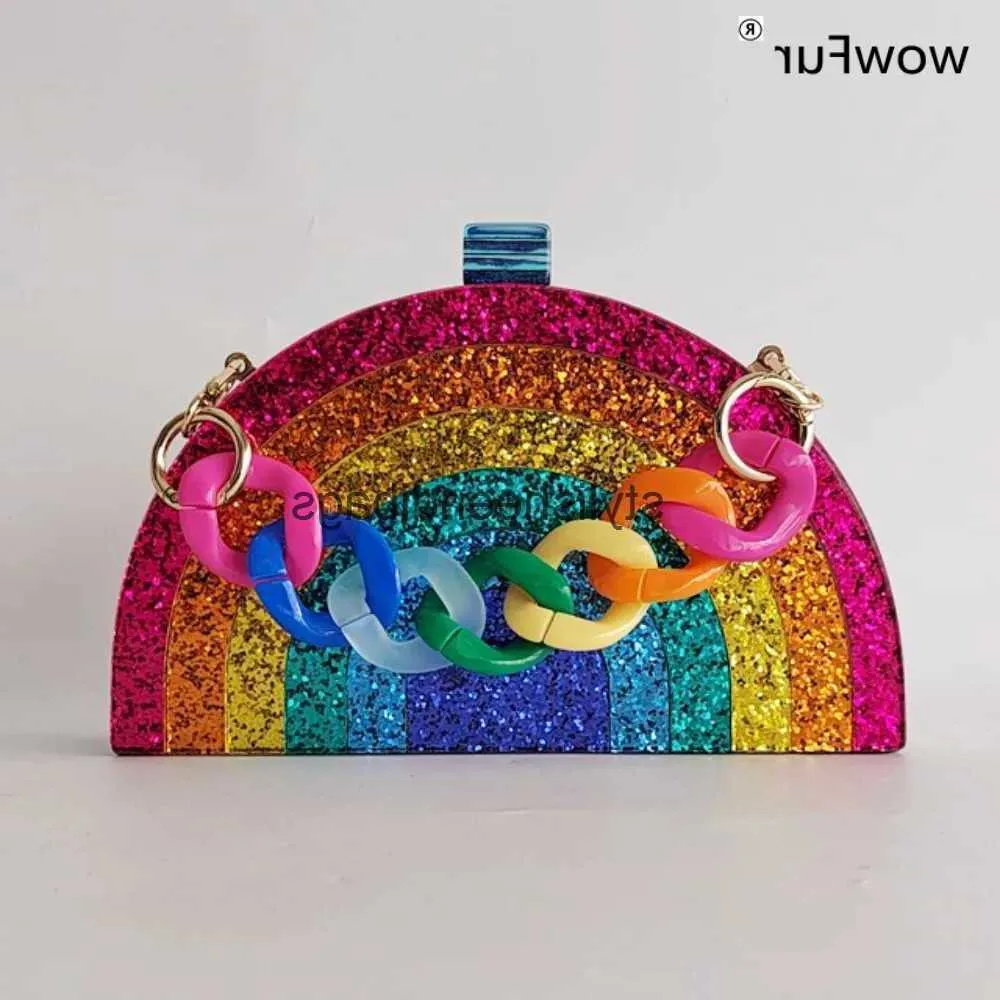 Colorful Glitter Evening Clutch: Rainbow Acrylic Box Bag for Parties ...