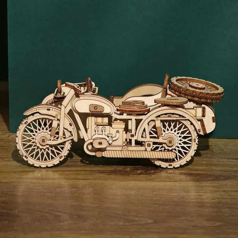 Premium 3D Wooden Puzzle Motorcycle Kit - DIY Model Building Blocks ...