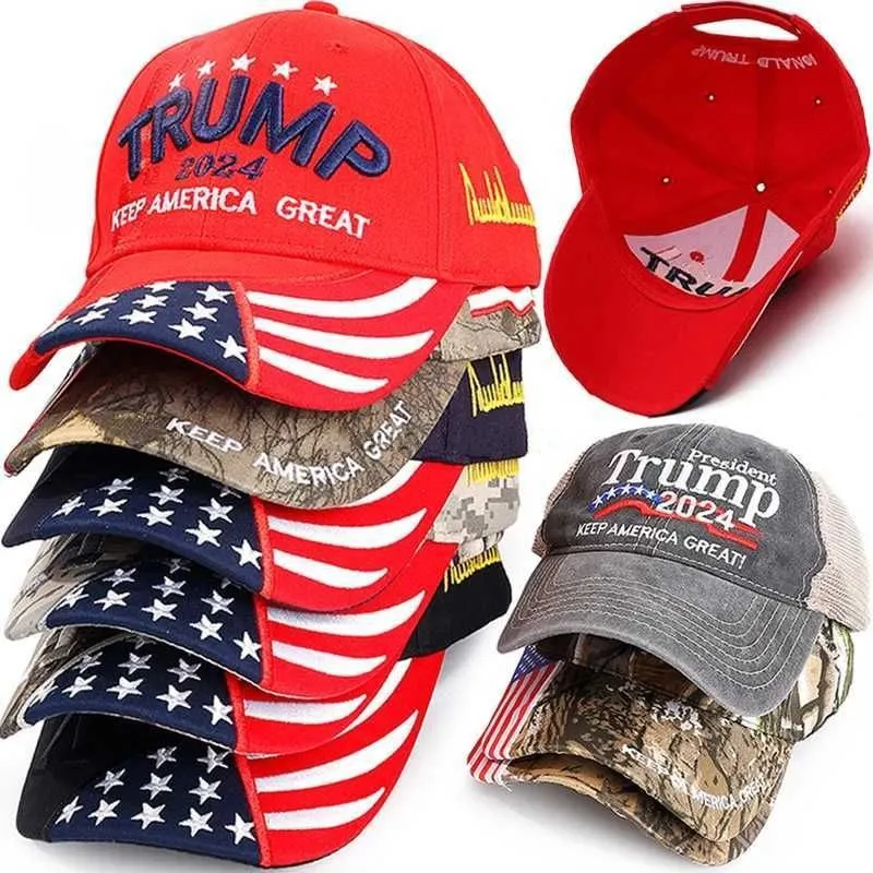 Embroidered Mesh Hot Door Trump 2024 US Pial Patriotic Hats Makes ...