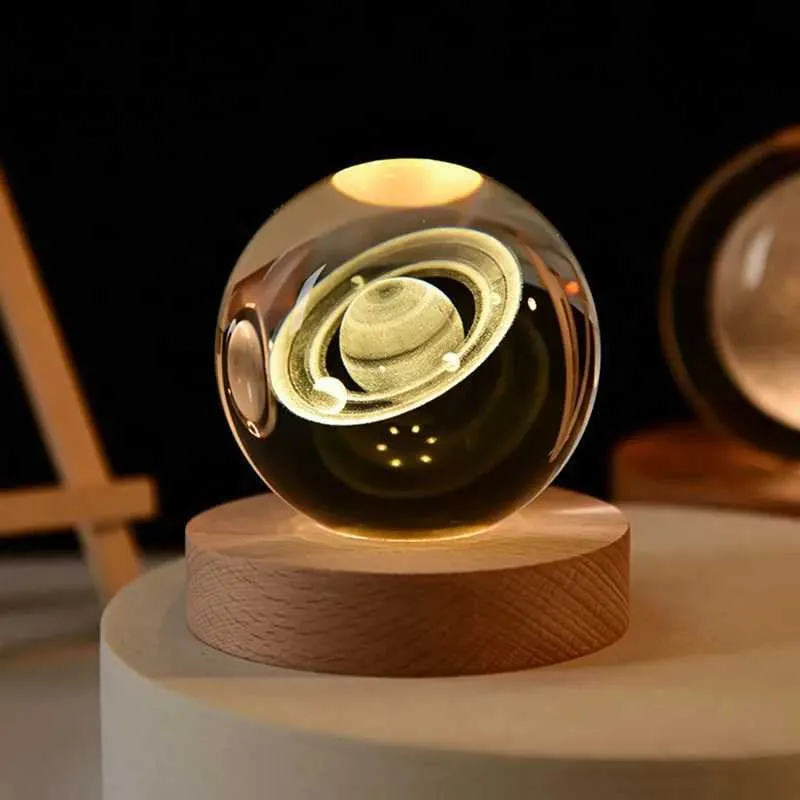 3D Crystal Solar System Globe Night Light - Laser Engraved Planetarium ...