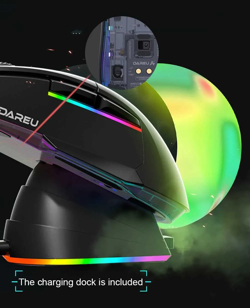 Wireless Bluetooth Gaming Mouse with Charging Dock - 12000 DPI, RGB ...