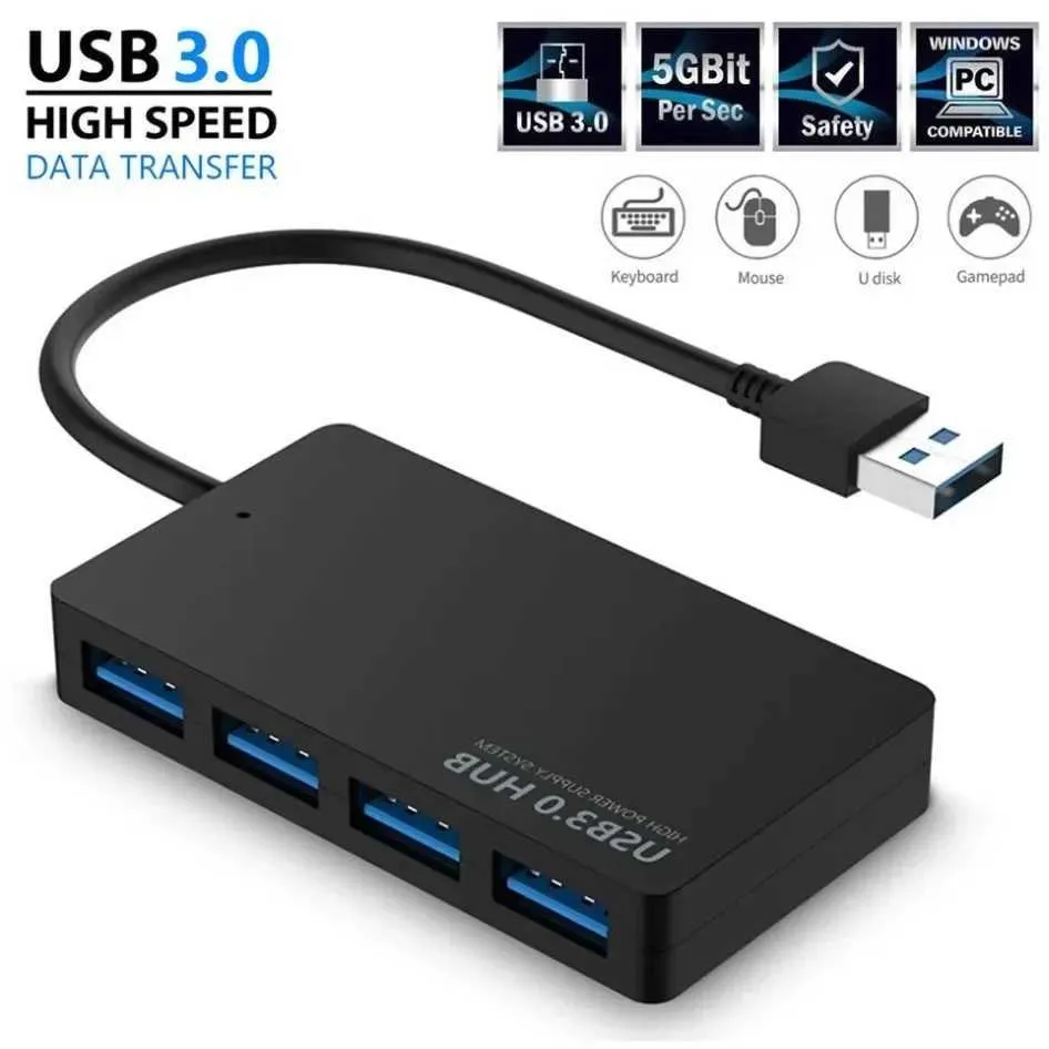 4-Port USB 3.0 Hub - High-Speed Data Splitter, Plug & Play, Multi ...