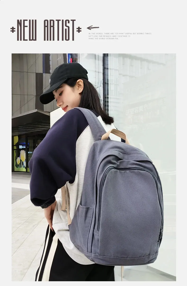 Lightweight Canvas School Backpack for Women - 35L Daily Rucksack, Fits ...