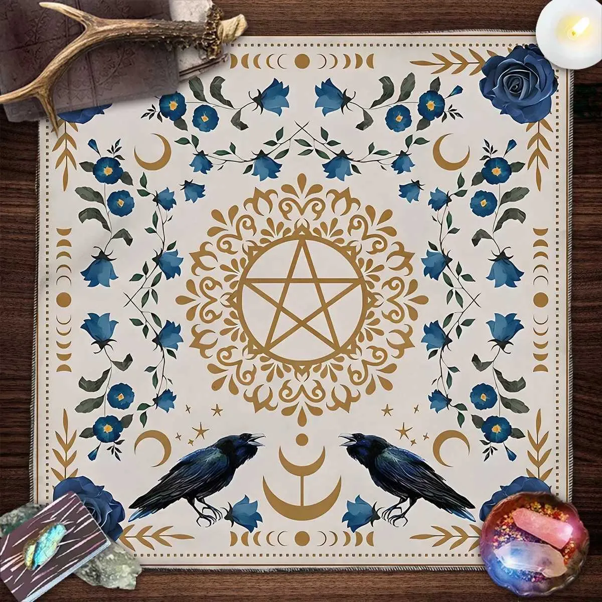 Altar Cloth Sun Moon Flower Tarot Spread Cloth Tarot Reading Tarot Mat ...