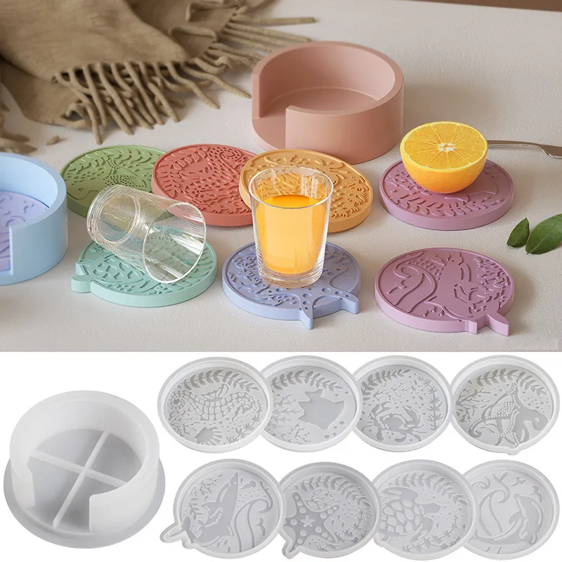 DHgate.com:4-Piece Silicone Resin Coaster Molds with Storage Box - DIY ...