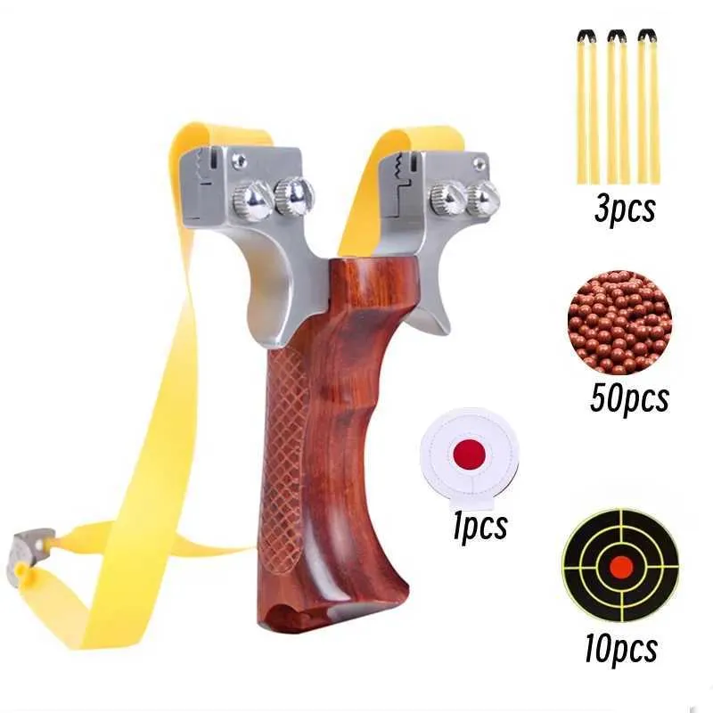 Large Bow Wooden Handle Stainless Steel Slingshot Pattern Carving Metal ...