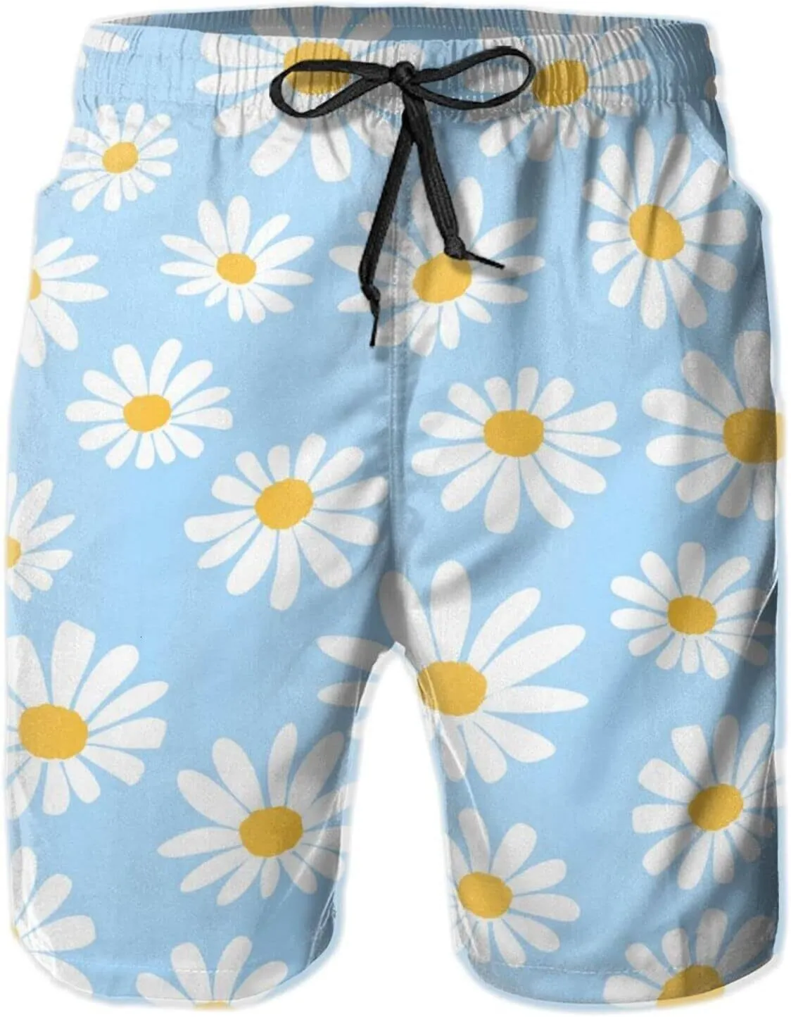 Mens Quick Dry Swim Trunks 3D Printed White Flower... From Fasts ...