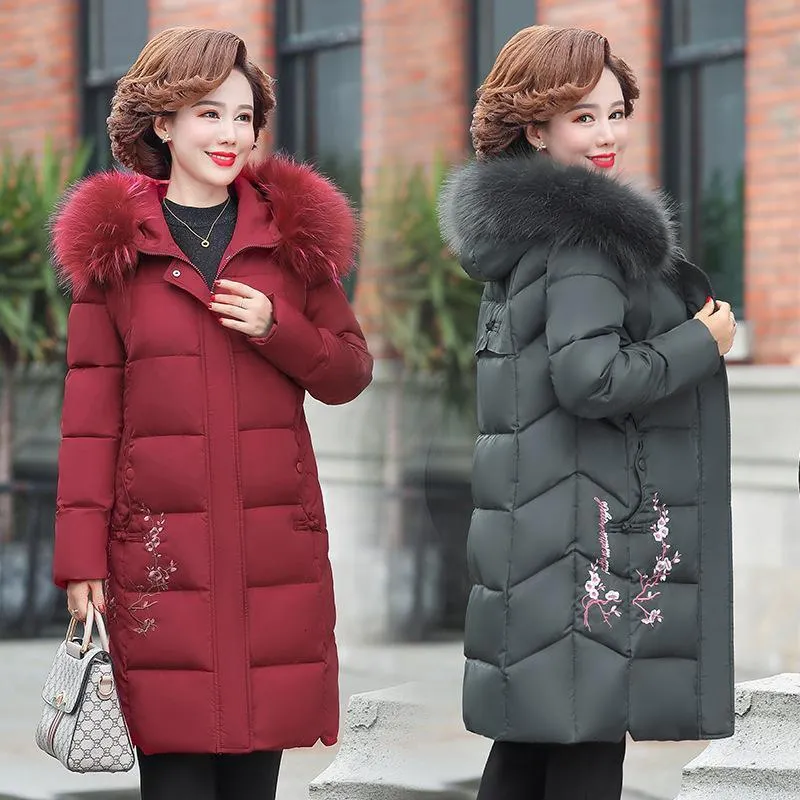 Moms Winter New Korean Edition Cotton Jacket Womens Medium to Long Size ...