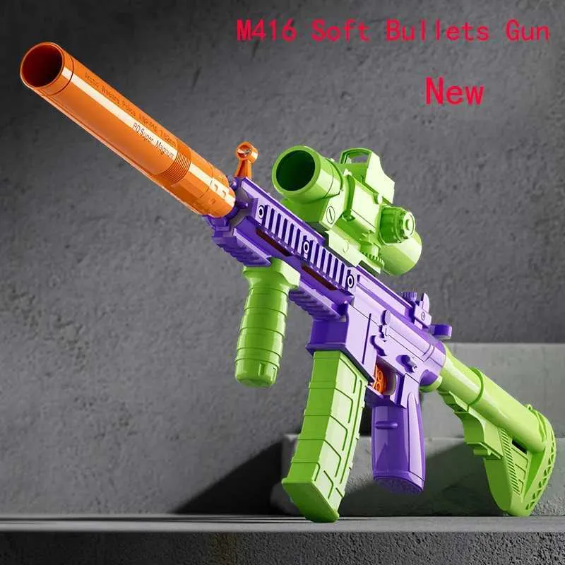 New M416 Toy Gun Gravity Assembly Carrot Gun Continuous Flame Shell ...