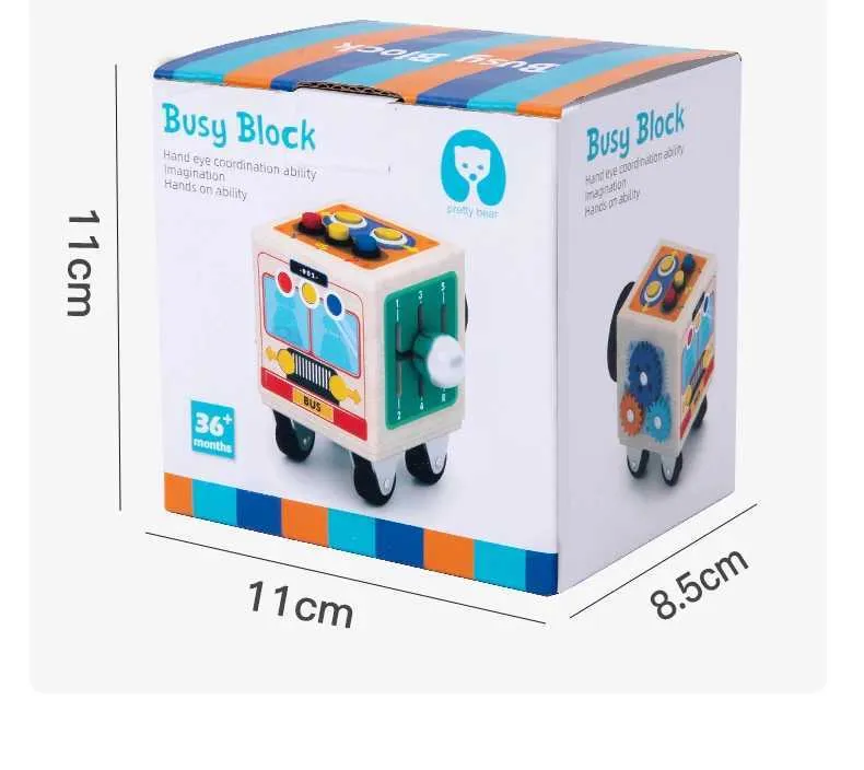 Montessori Wooden Busy Bus Toy for Kids - Educational Playset with ...
