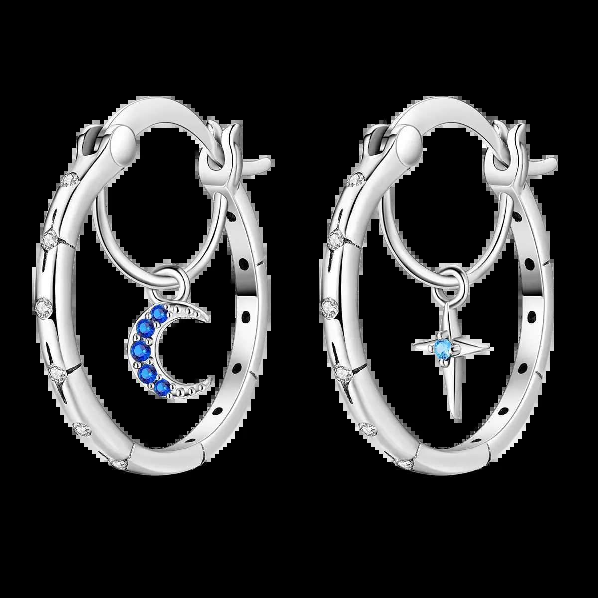 Sterling Silver Snake Bone Earrings with Star Rings for Women - Simple ...