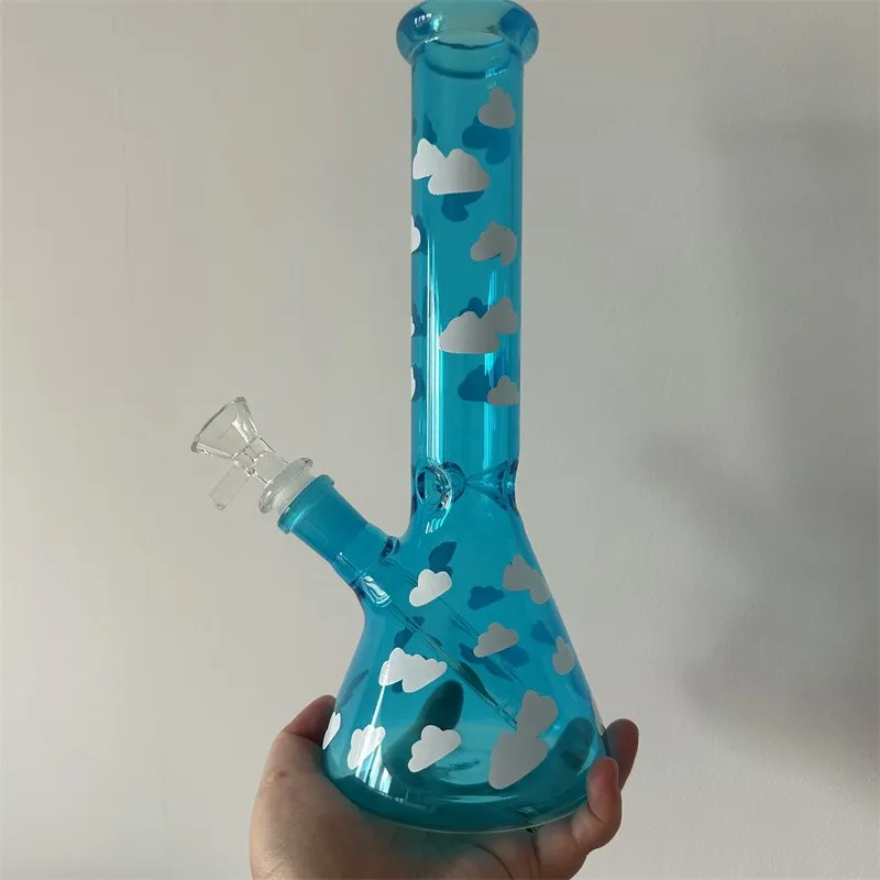 10 Inch Glass Beaker Bong With Red Cloud Sun Heady Design Ideal For ...