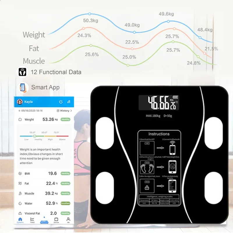 Smart Body Fat Scale Digital Weight Analyzer With Smartphone App Full ...