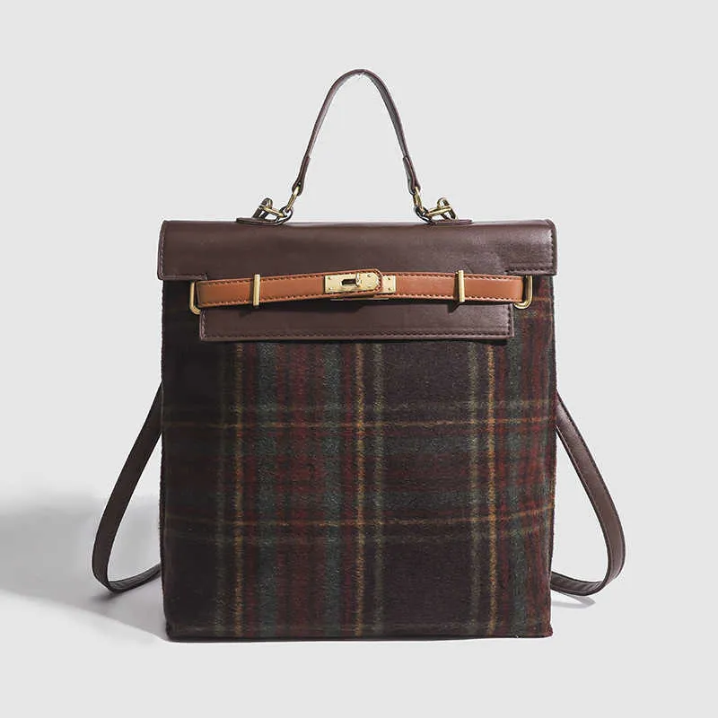 Men's Small Crossbody Bag Designer Plaid Woolen Fabric Autumn/Winter ...