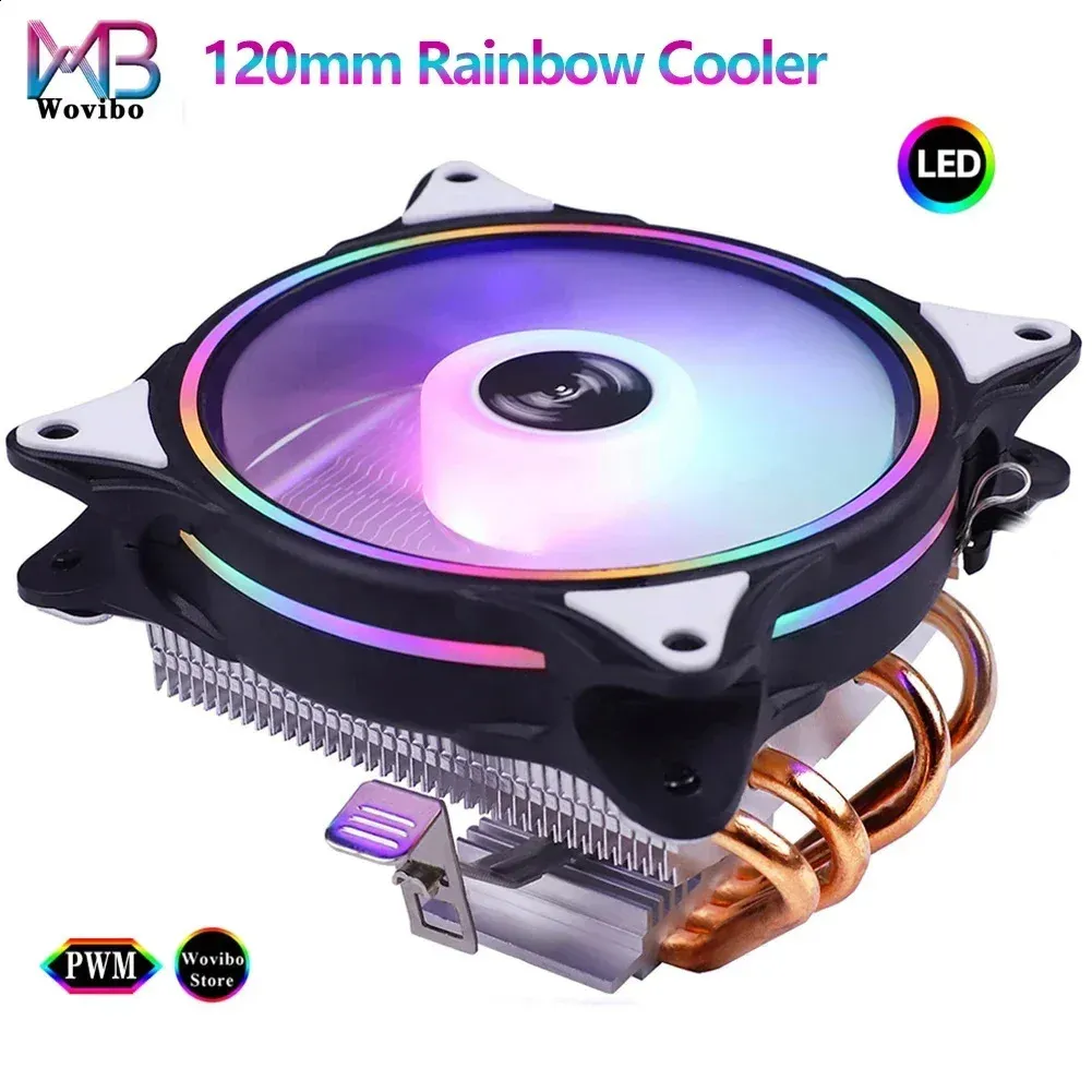 240906 CPU Cooler 4 Heatpipes 120mm RGB PWM Fan Low Profile Radiator Compatible With LGA 775 ...
