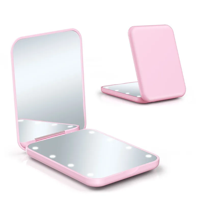 Pocket Mirror 1X/2X Magnification LED Compact Folding Travel Makeup ...