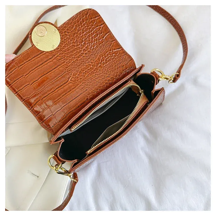 Shine Dias Square Shoulder Bag: Alligator Texture, Drawstring Closure ...