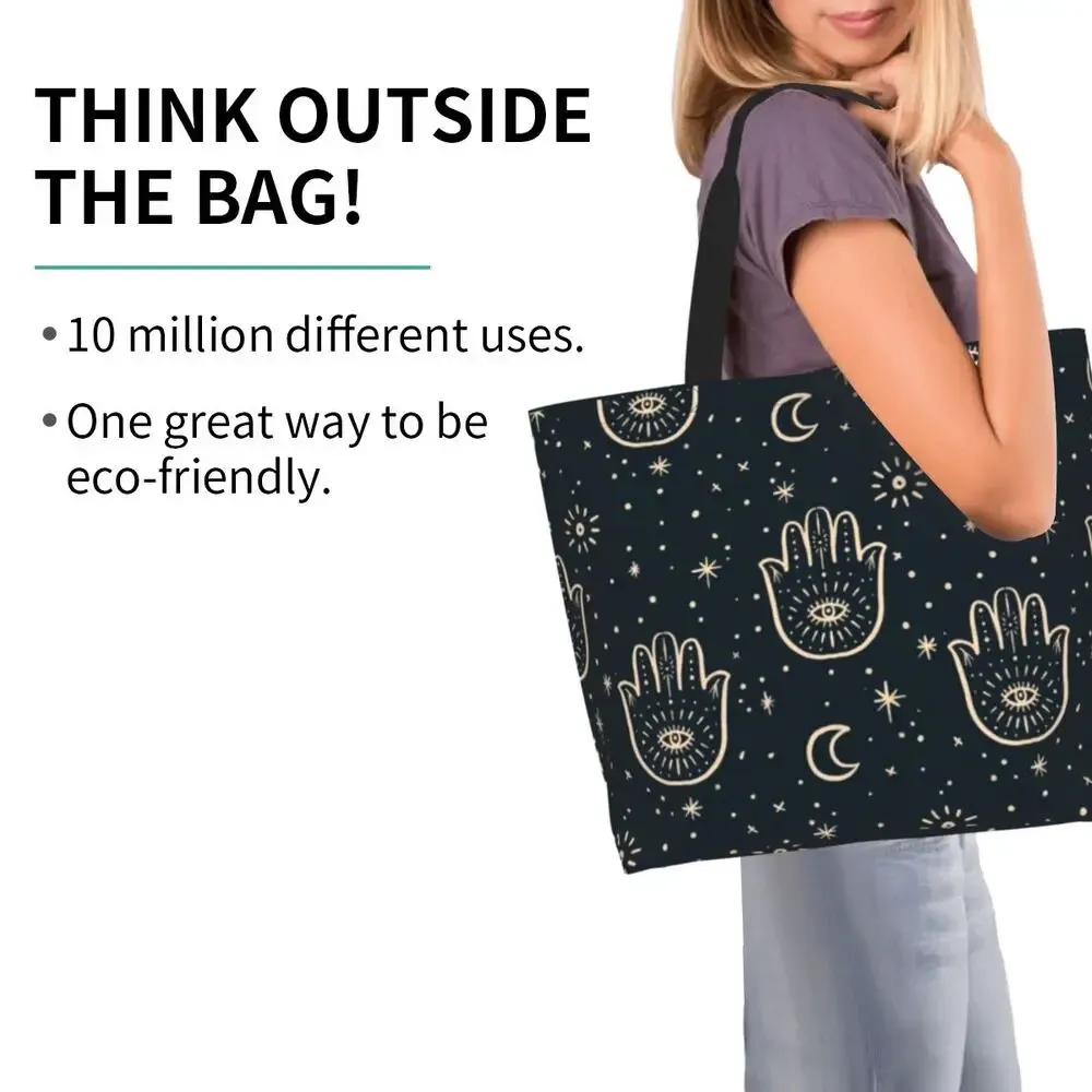 Fashionable Hamsa Hand Canvas Shopping Tote Bag - Recycled & Stylish ...