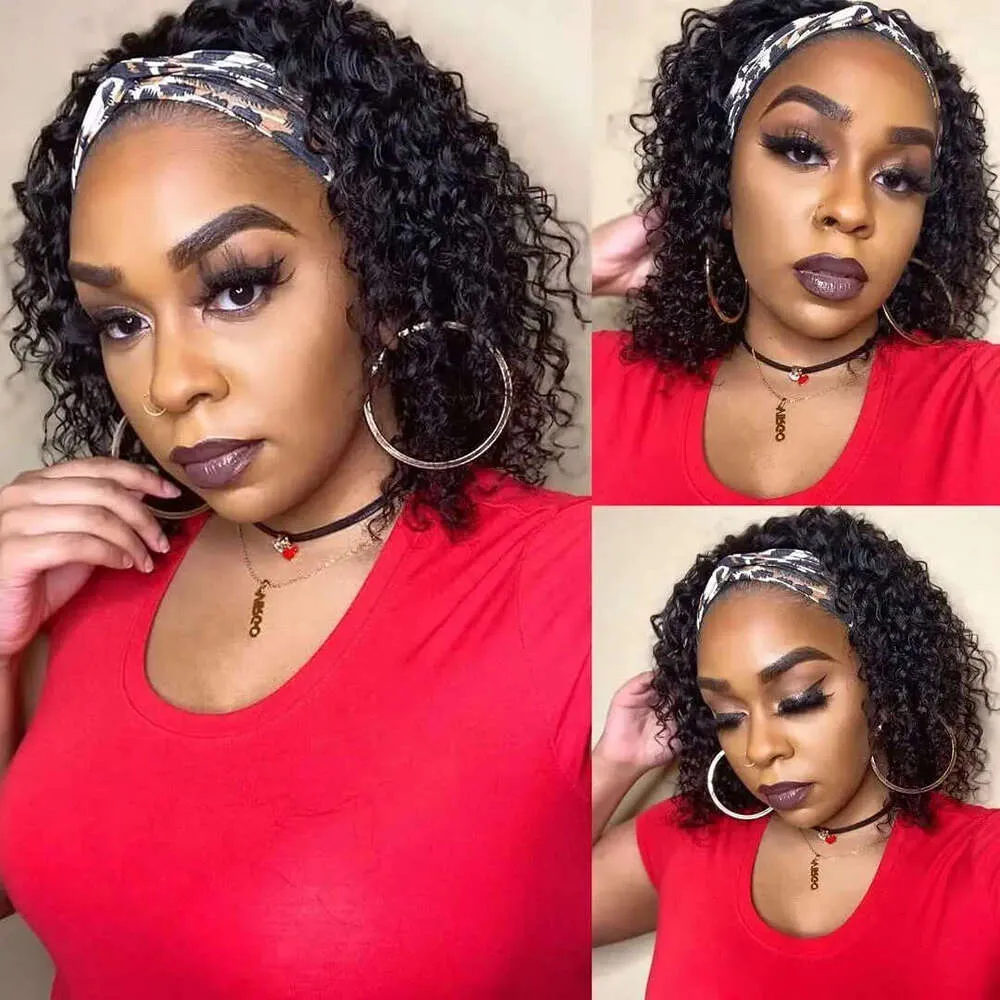 Human Hair Deep Curly Wave Wig - 12 Inch, No Glue, Hand-Made from ...