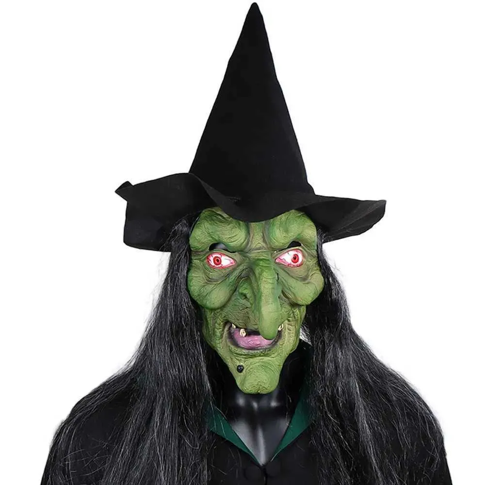 Scary Halloween Witch Mask - Old Hag Clown Latex Mask with Big Nose ...