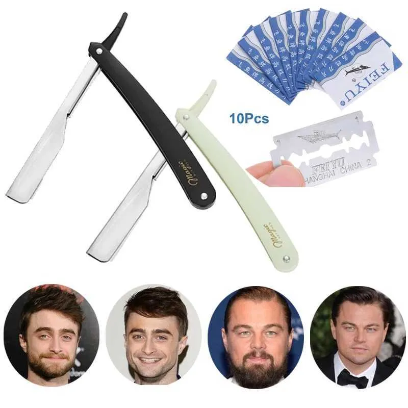 Professional Barber Razor - Stainless Steel Straight Edge Shaving Razor ...