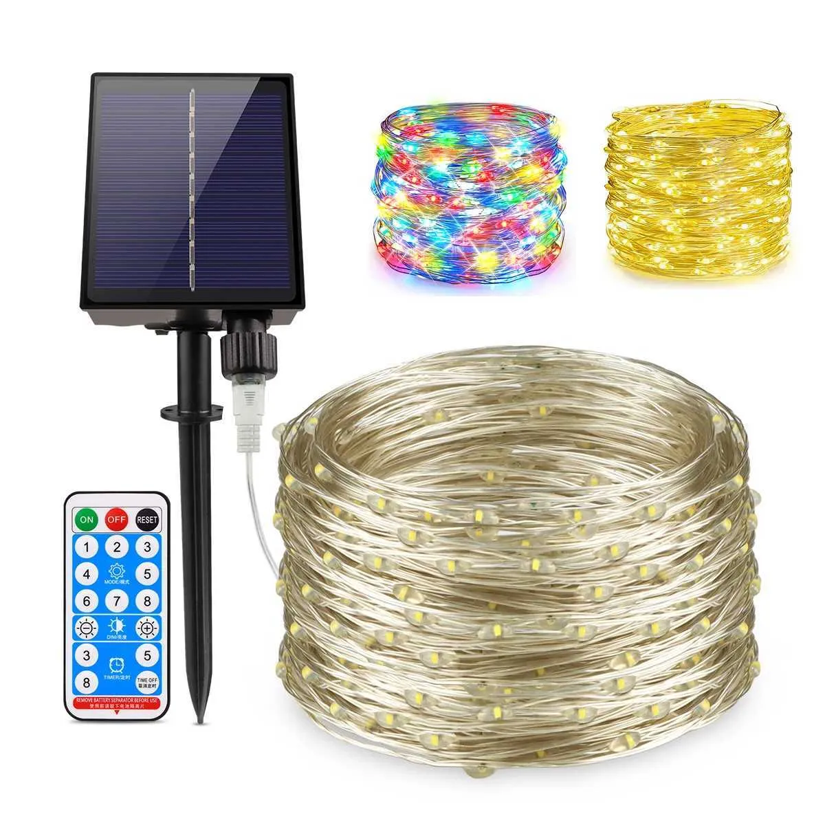 LED String Lights with Large Solar Panel, 10M-100M, 10 LEDs/M ...