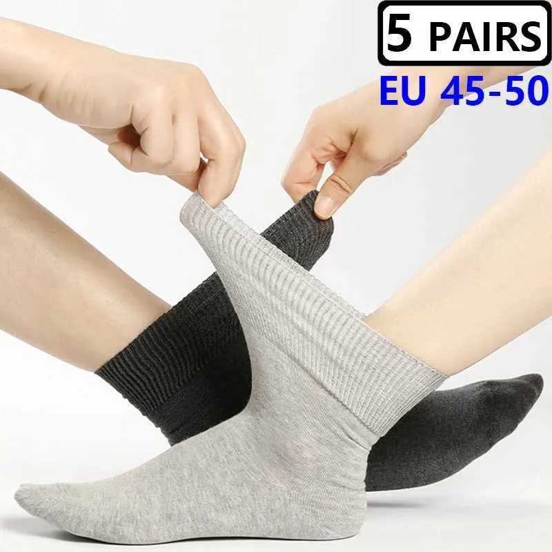 Men's Black Cotton Diabetic Socks - Loose Fit, Wide Top, High ...