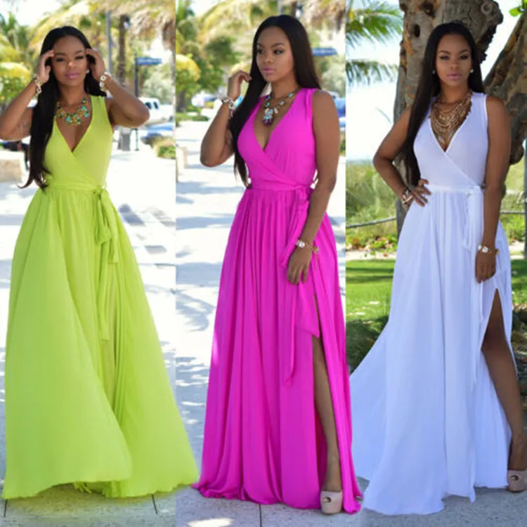 Elegant Chiffon Dress - Women's Summer Loose Fit Dress, Lightweight ...