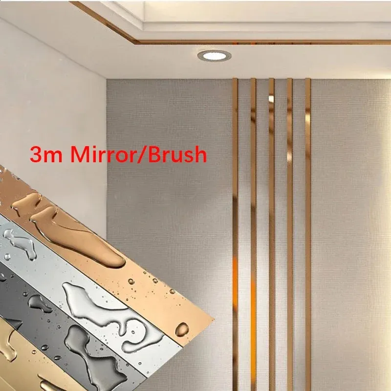3 Meter Self-Adhesive Stainless Steel Mirror Wall Tape - Flat Brush ...