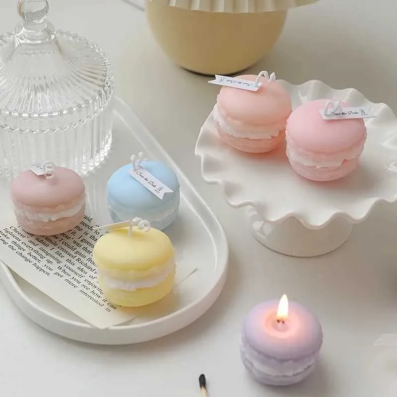 Macaron-Shaped Aromatherapy Candles - Handmade Soy Wax Decorative ...