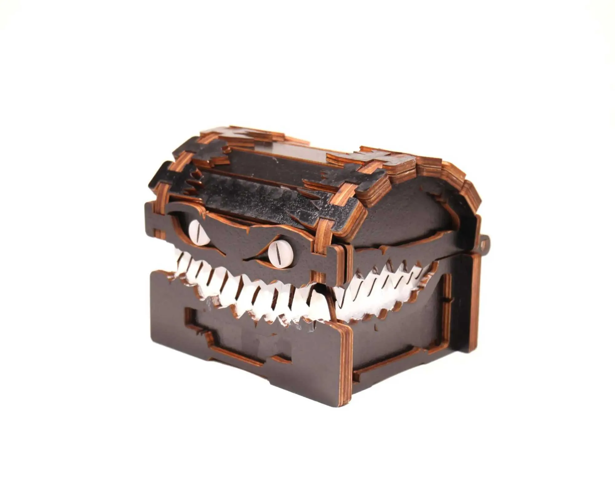Halloween Wooden Treasure Chest - Small Decorative Crate with Monster ...