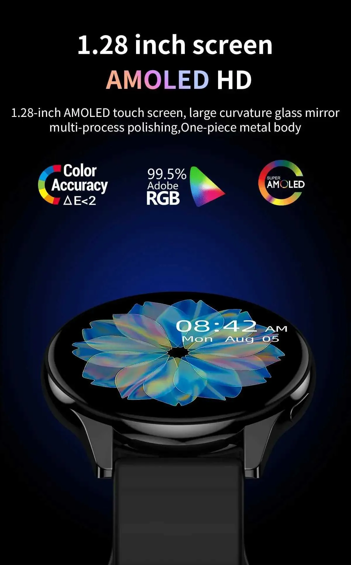 Round Smartwatch for Women - Fitness Tracker, Custom Faces, Android/iOS ...