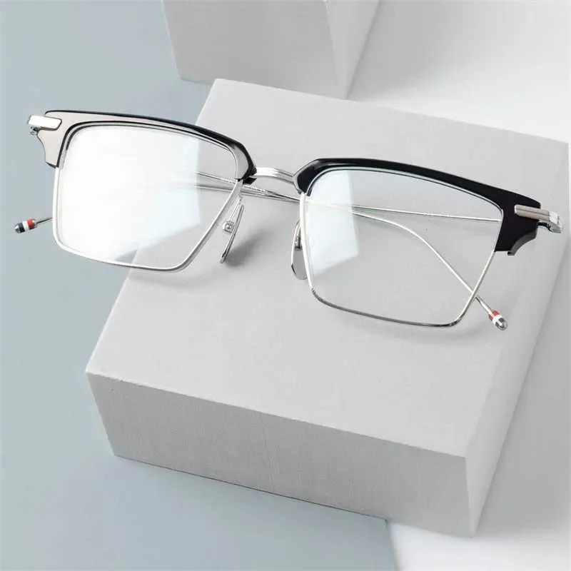 Titanium Square Acetate Blue Light Blocking Glasses with Prescription ...