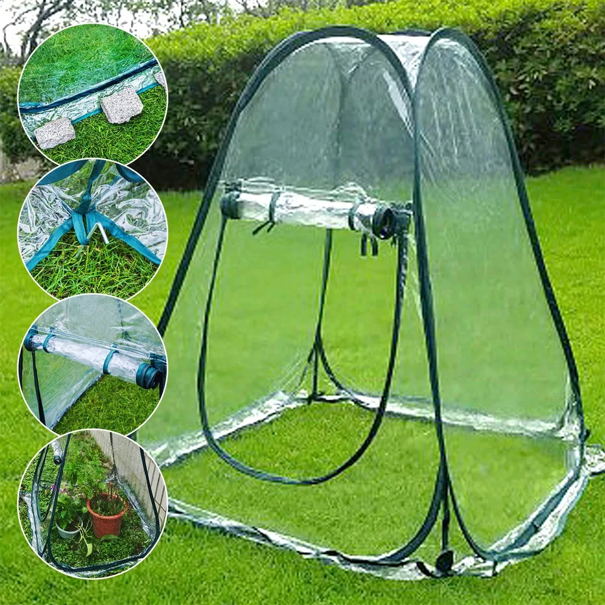 Mini Outdoor Greenhouse PVC Portable Plant Shelter: Folding Transparent ...