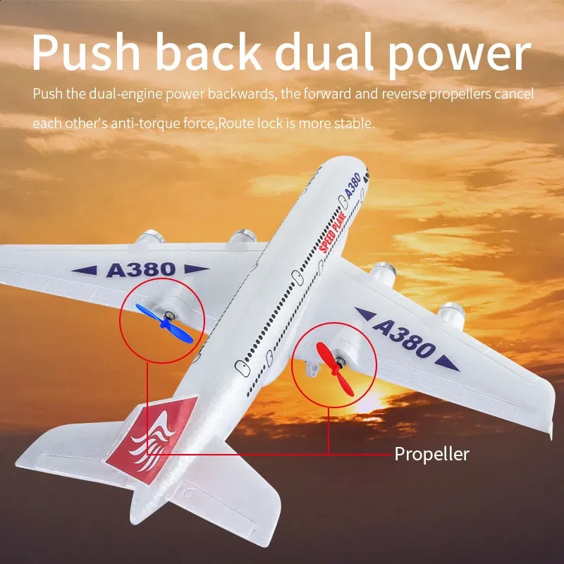 Easy To Fly Gyro Airplane Toy Airbus A380 RC Foam Airplane Drone For Kids 2.4G Fixed Wing ...