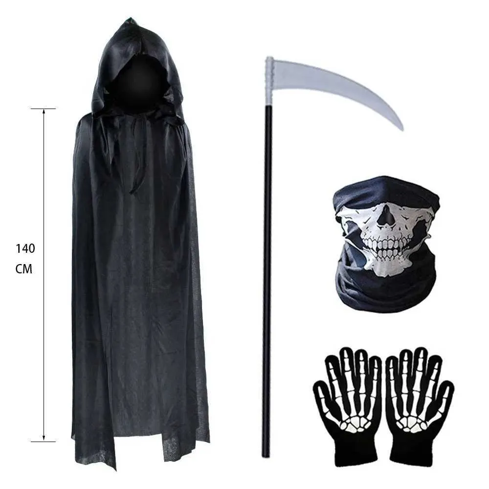 DHgate.com:Halloween Death Skull Ball Costume Prop Set - Black Cloak ...