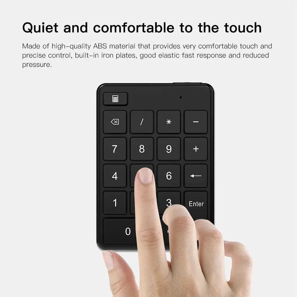 Wireless Numeric Keypad - Slim 19-Key Mini Button Battery Number Pad ...