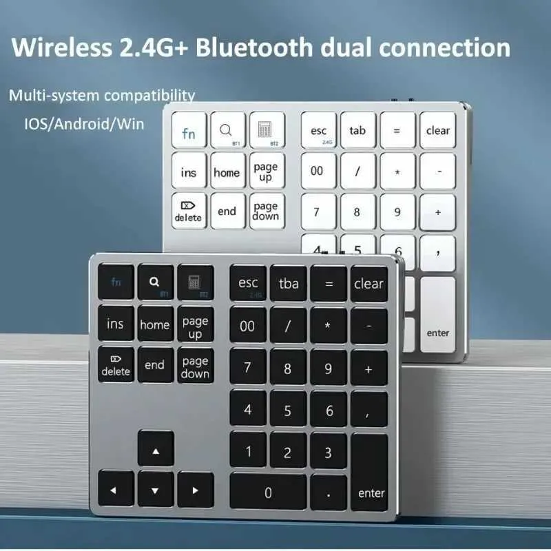 Rechargeable Wireless Numeric Keypad 2.4G BT Ultra Thin Number Pad For ...