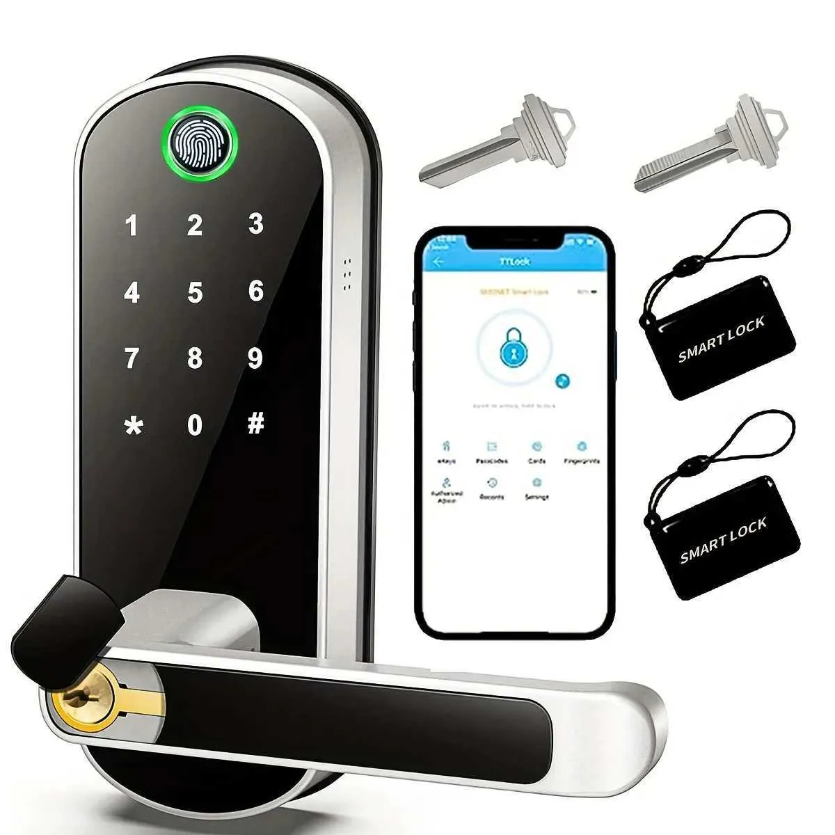 Smart Fingerprint Door Lock with Remote Control, Keyless Entry, WIFI ...