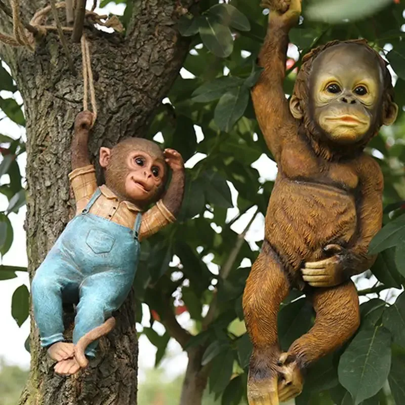 Hanging Monkey Sculpture Creative Outdoor Garden Animal Statue ...