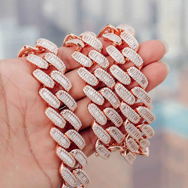 Iced Out 20mm Baguette Cuban Link Chain Cuban Link Necklace For Men 925 Silver Miami Hip Hop Rapper Jewelry From Jewelry 6677 30.16 DHgate.Com