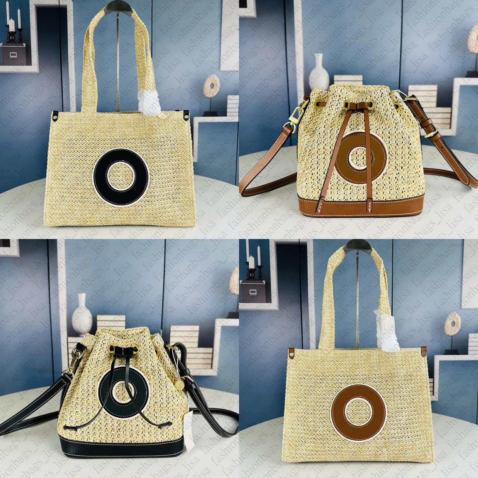 New Noe BB Bucket Bag Genuine Leather Straw Weave... From Fashionbags ...
