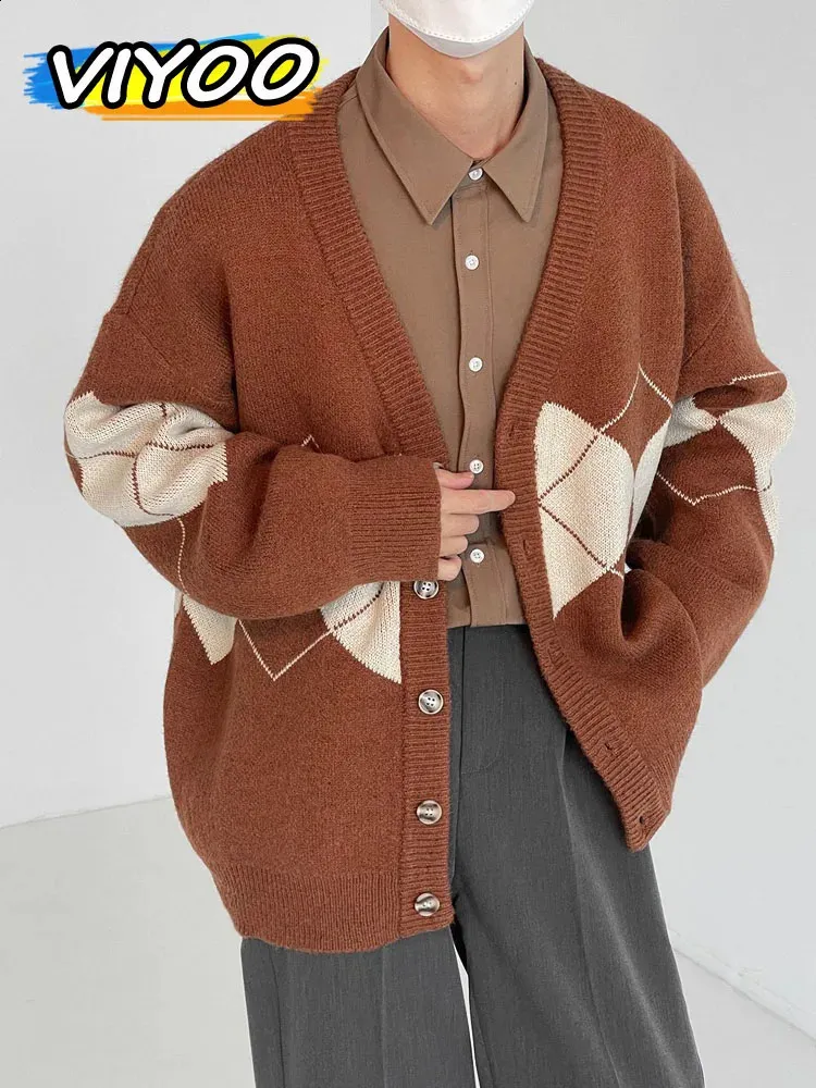 Mens Brown Y2K Knitted Sweater Open Back Retro Winter Shirt Coat ...