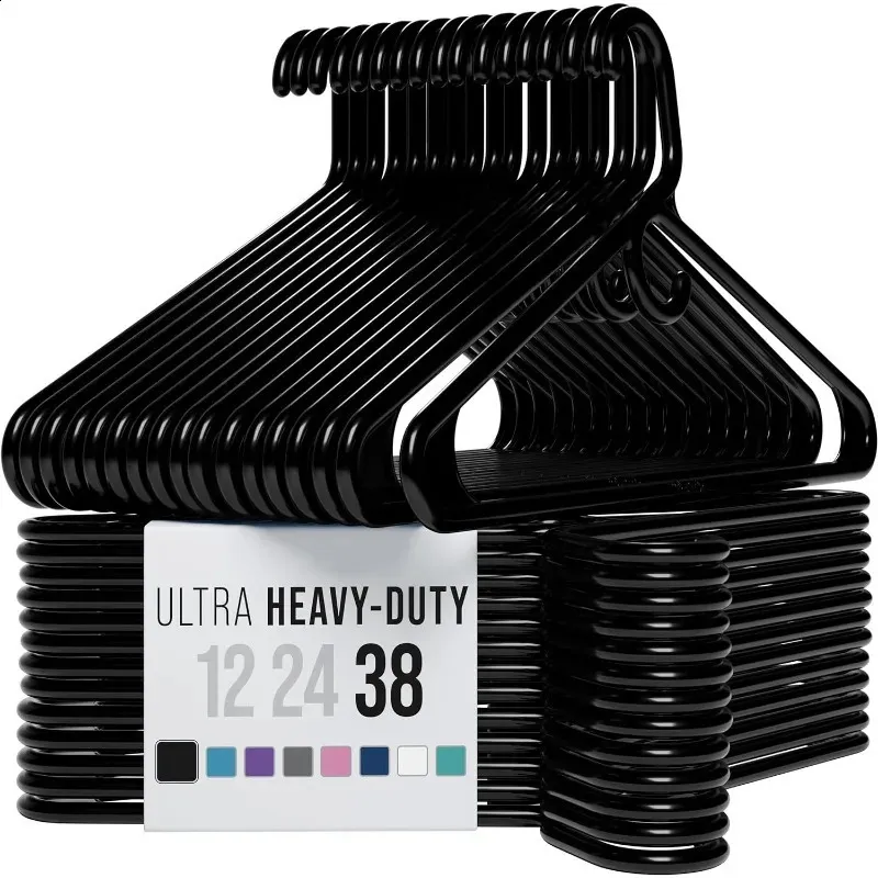 38-Pack Heavy Duty Black Plastic clothes on hanger for Coats and Suits ...