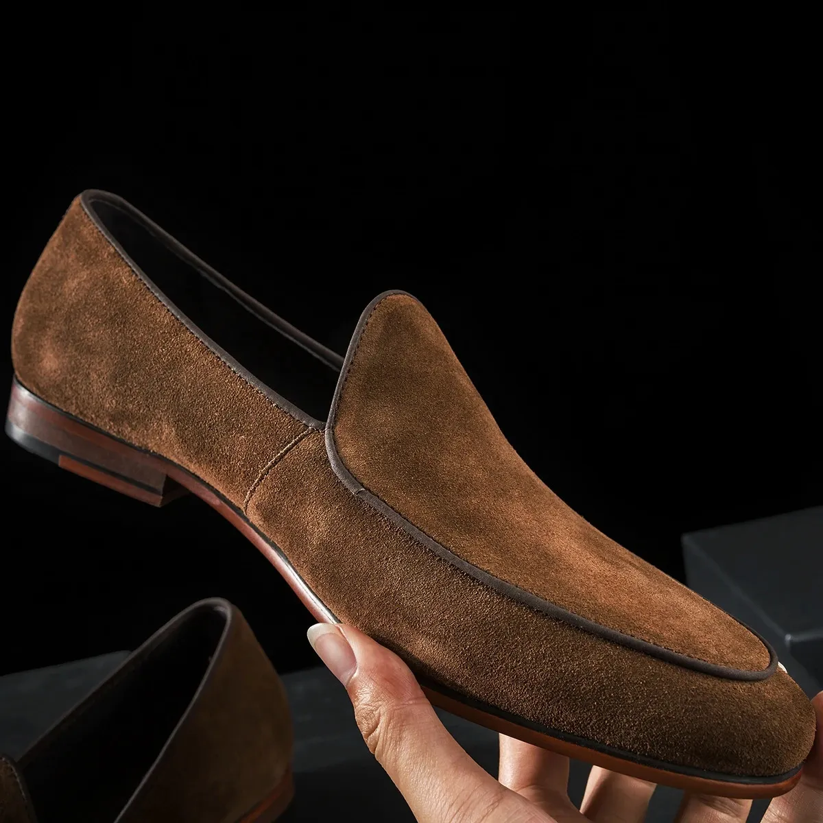 Hanmce Fashion suede British casual shoes handmade y Loafers genuine ...