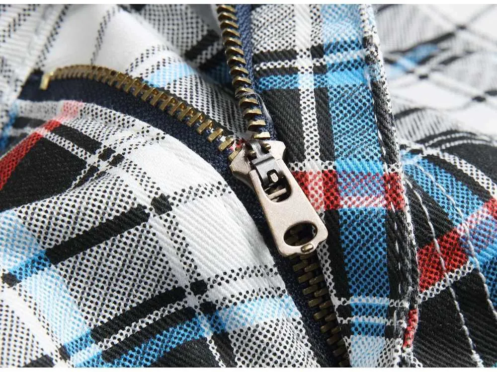 Men's Plaid Stretch Denim Shorts - Summer Fashion Tartan Check Breeches ...