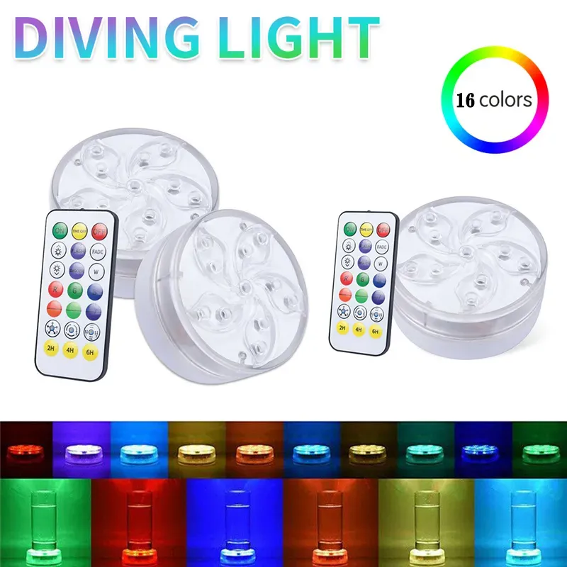 Submersible LED Night Light - IP68 Waterproof, Battery Operated, Remote ...