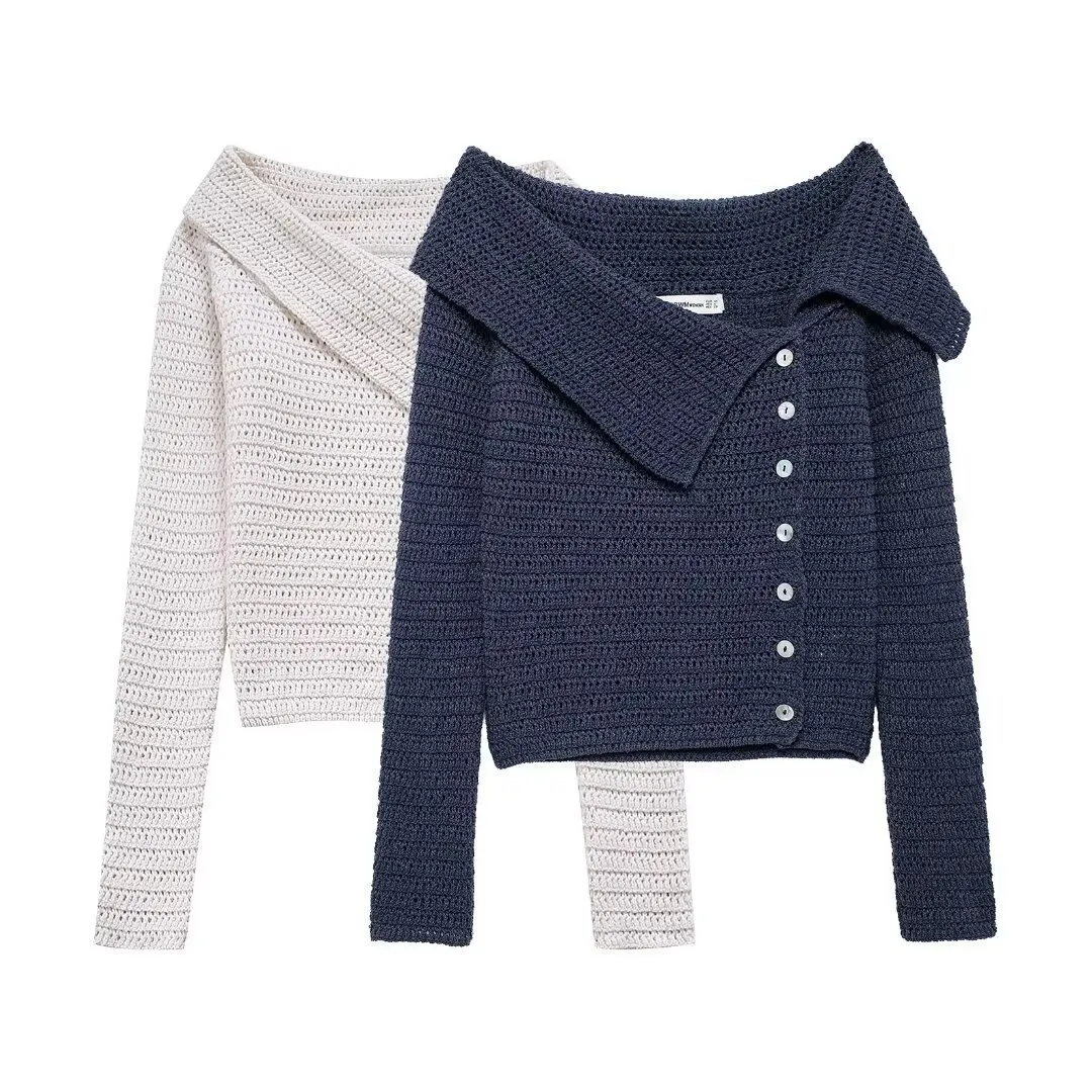 Knitted Sweater Streetwear: Women's Long Sleeve One Shoulder Cardigan ...